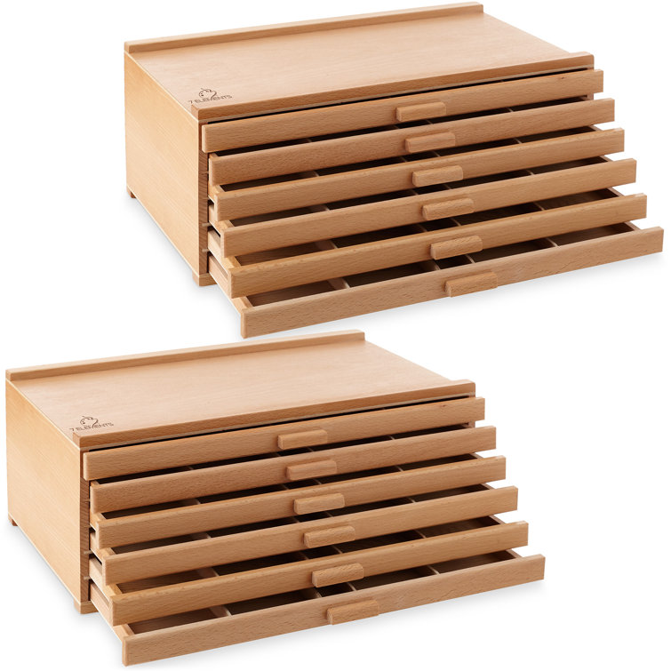 7 Elements 12 Drawer Beechwood Art Supply Storage Box | Wayfair