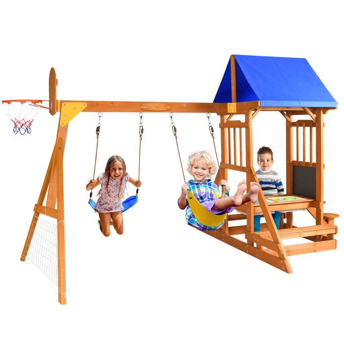 SuniBoxi Wooden Swing Set | Wayfair