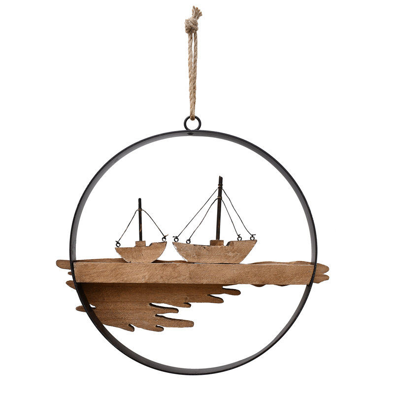 Breakwater Bay Wood Boat Wall Hanging Ornament Rustic Sailboat Circle ...