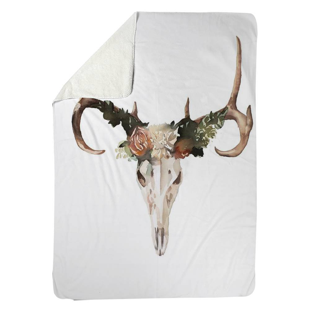Begin Edition International Inc. Deer Skull with Roses Blanket | Wayfair