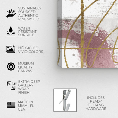 Mercer41 Abstract Mauve In Shapes - Graphic Art on Canvas | Wayfair