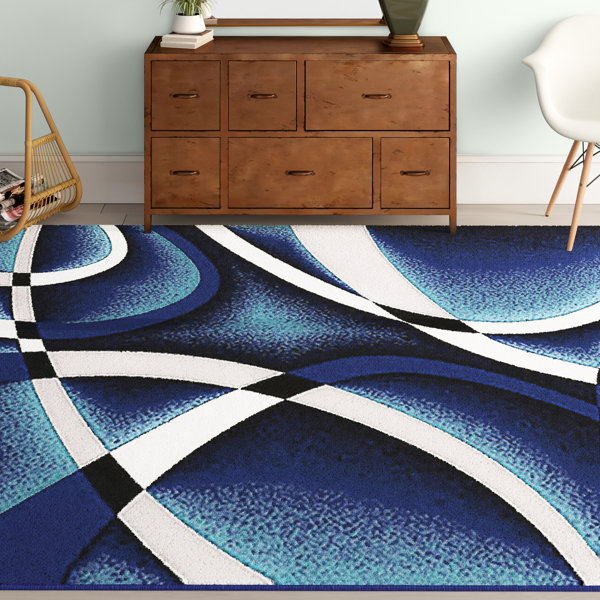 Ivy Bronx Mccampbell Abstract Navy Blue/White/Gray Area Rug & Reviews ...