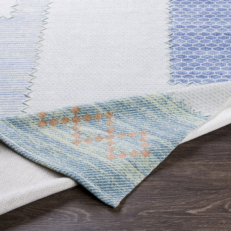 One Allium Way® Bushey Handmade Flatweave Denim/Mint Rug | Wayfair
