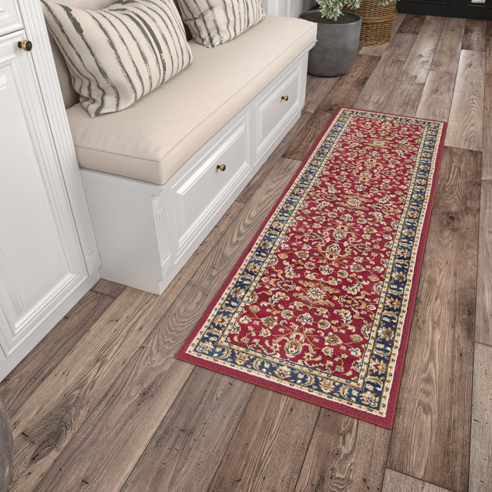 Astoria Grand Clarence Performance Red/Navy Blue Rug & Reviews | Wayfair