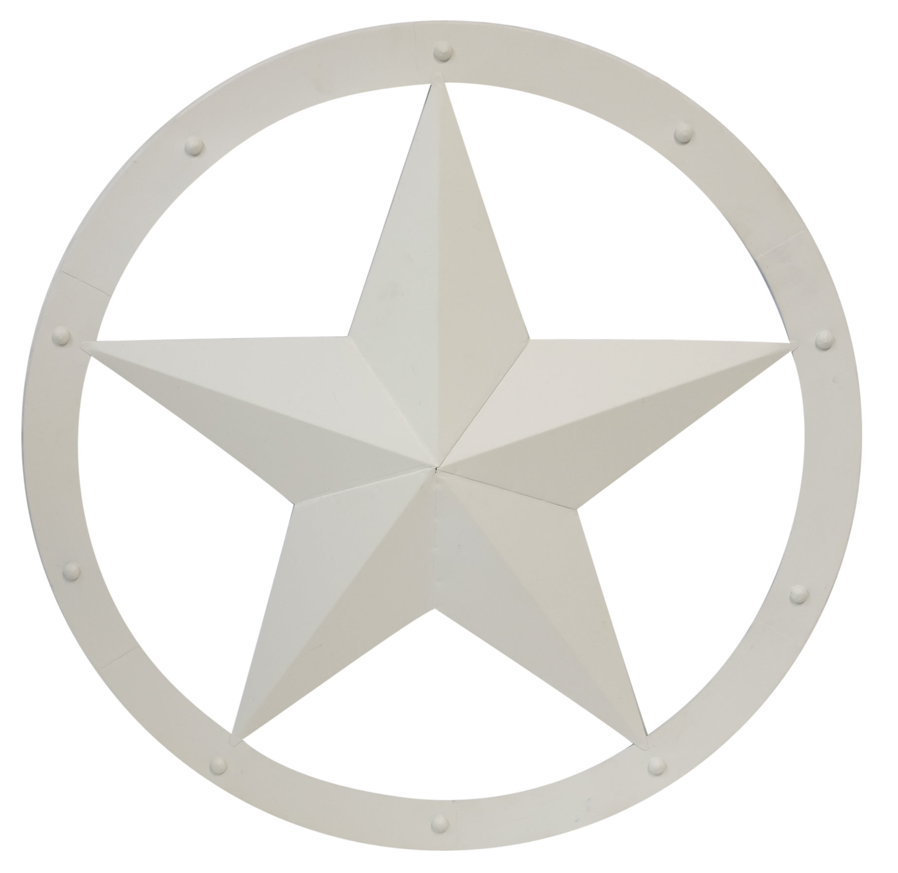Ebern Designs Metal White Western Lone Star Circle Sign Hanging Wall ...