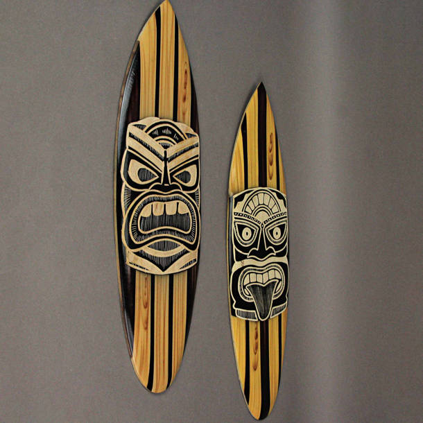 Bungalow Rose 2 Piece Hand Carved Wood Surfboards Tiki Decor Lizard ...