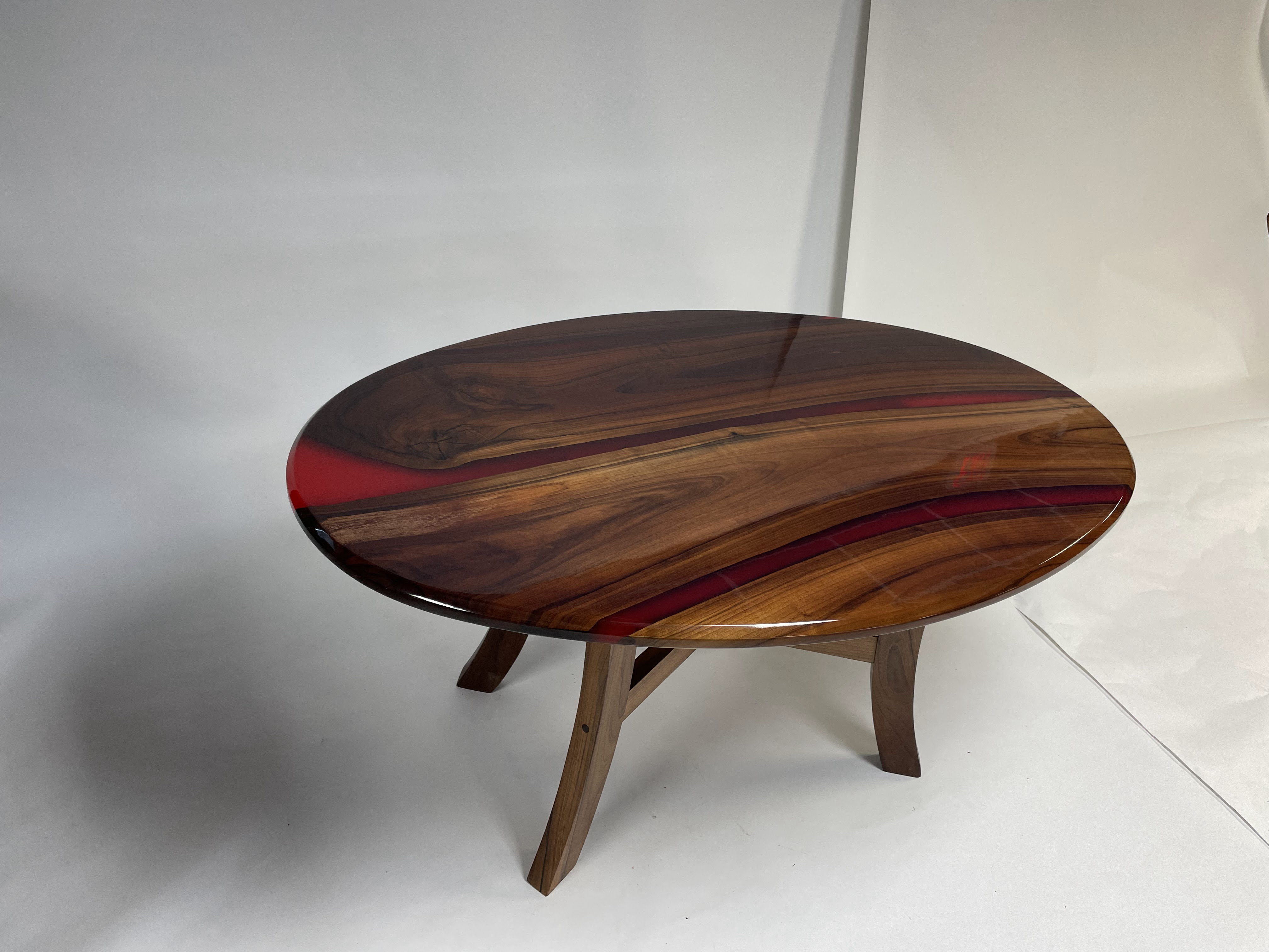 WoodenArtPro Oval Walnut And Red Epoxy Resin Table | Wayfair