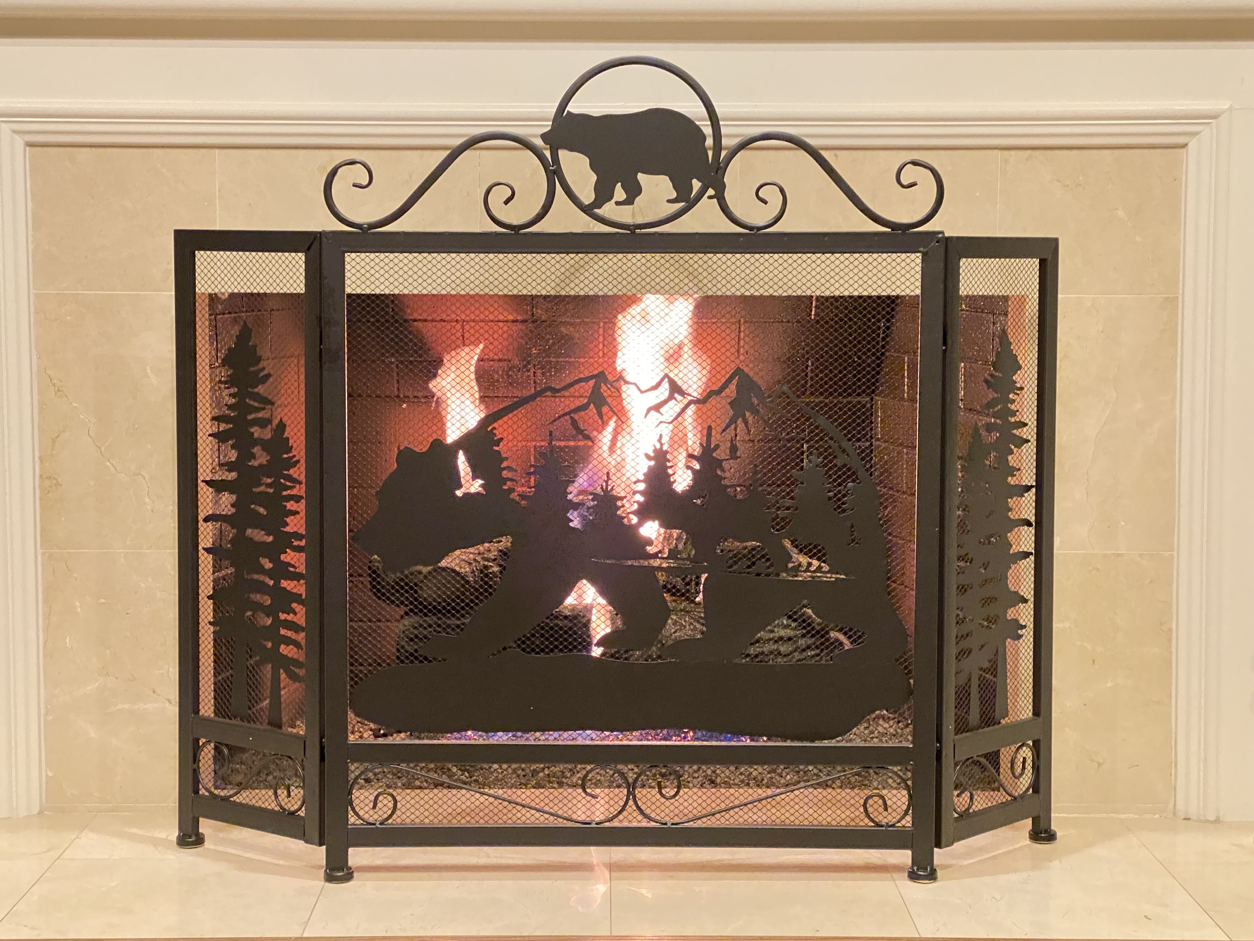 Millwood Pines Kadaja 3 Panel Bifold Iron Fireplace Screen | Wayfair
