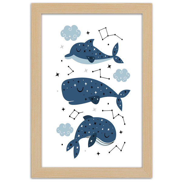 House of Hampton Picture In Natural Frame, Happy Whales | Wayfair.co.uk