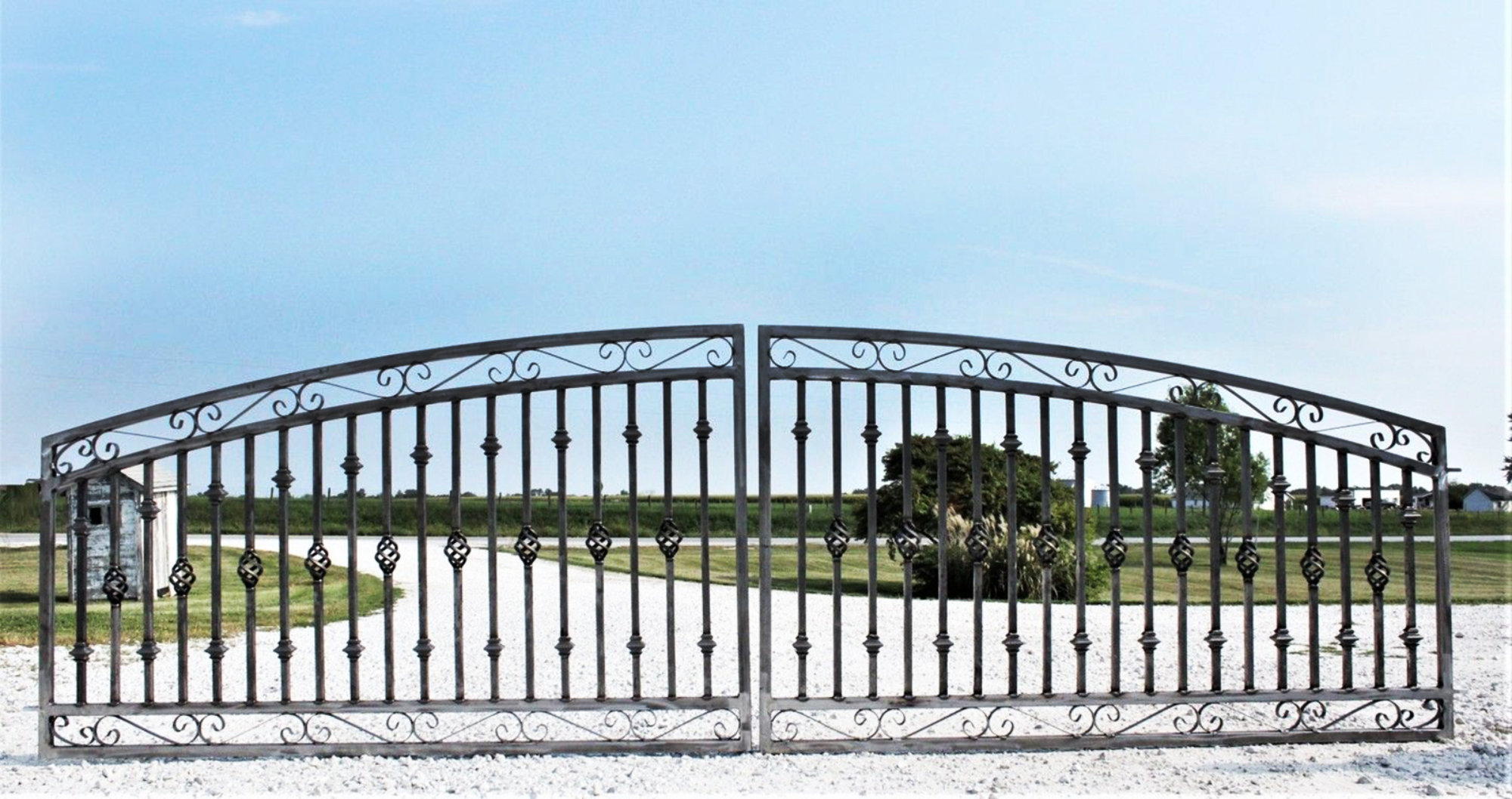 TAIMCO Dual Swing Spiral Fence Driveway Gate | Custom Fabrication Heavy ...