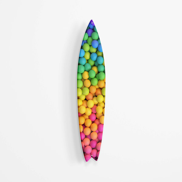 UniQstiQ Colorful Balls Surfboard - Unframed Bold Art | Wayfair