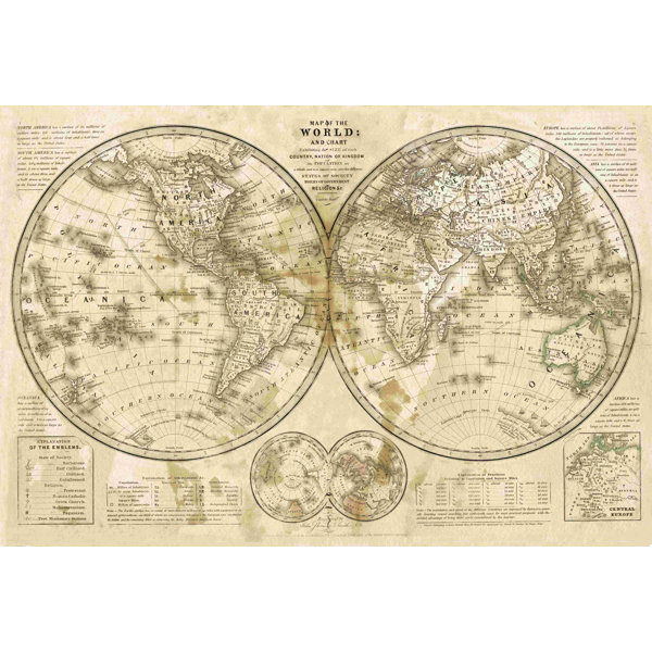 Breakwater Bay Map Of The World 2 - Wrapped Canvas Graphic Art | Wayfair