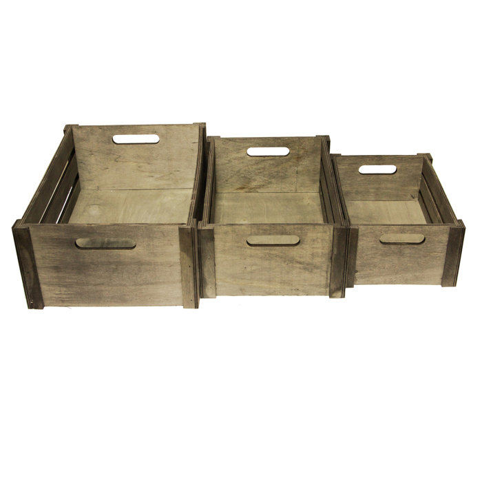 Gracie Oaks 3 Pieces Manufactured Wood Crate Set & Reviews | Wayfair