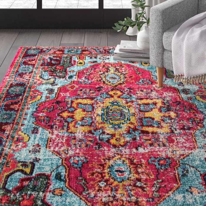 Bungalow Rose Juliemarie Vintage Bohemian Power Loom Performance Pink ...