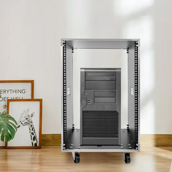 FRONG 16U Portable Mobile Rolling Network Rack (21'' H X 34.3'' W X 19. ...