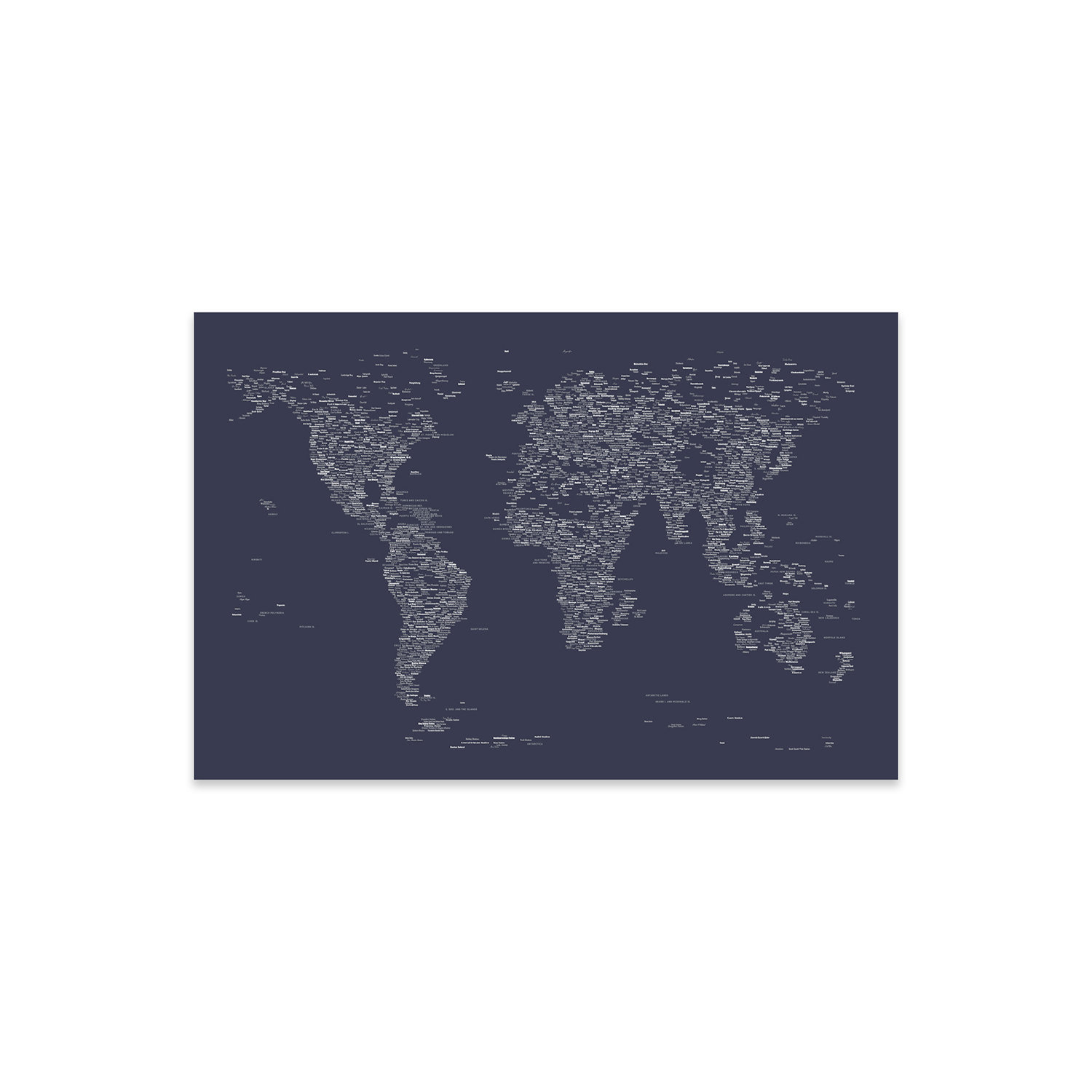 Longshore Tides Font World Map (Navy Blue) On Plastic/Acrylic by ...