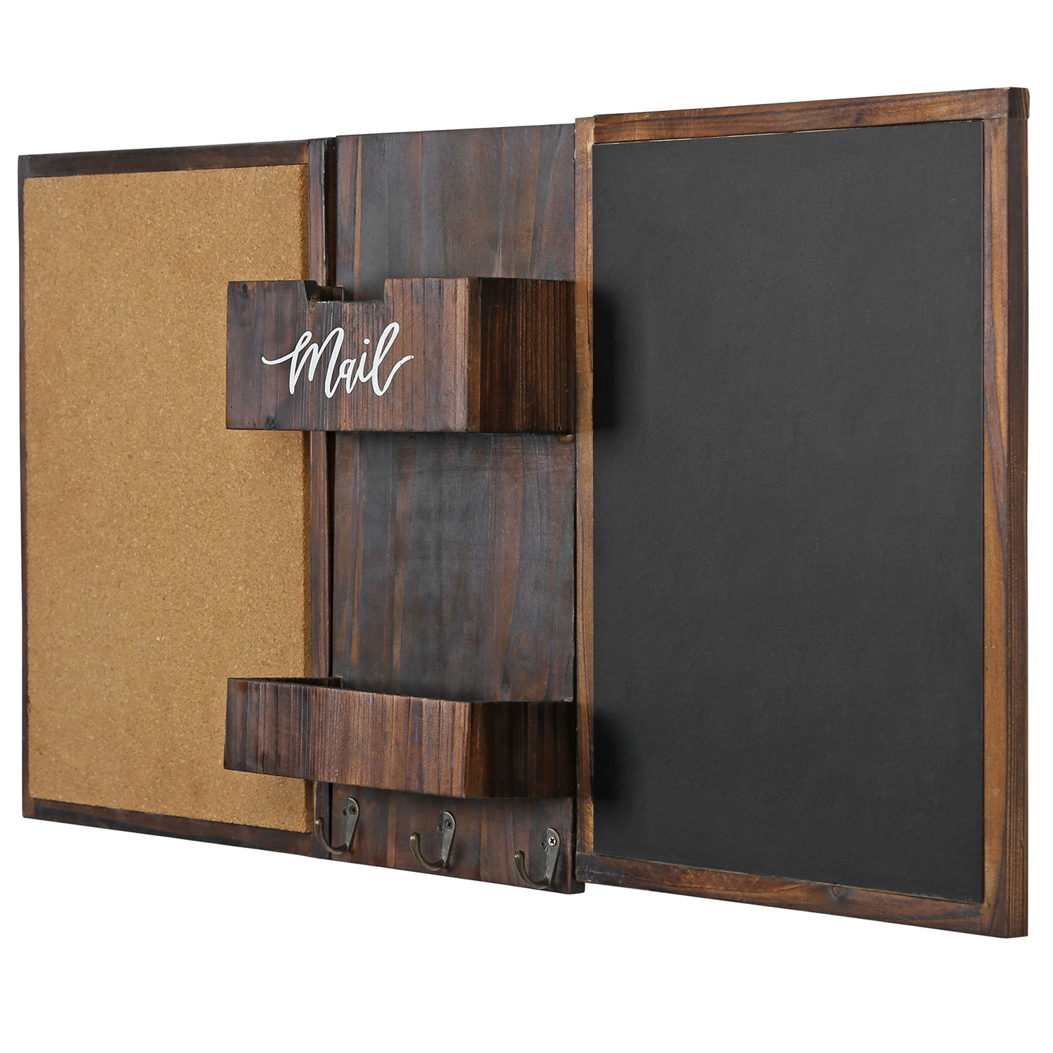 Millwood Pines Wall Mounted Entryway Organizer Rack With Chalkboard ...
