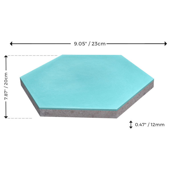 Villa Lagoon Tile Solid Mixed Aqua Hex 8" x 9" Cement Wall & Floor Tile ...