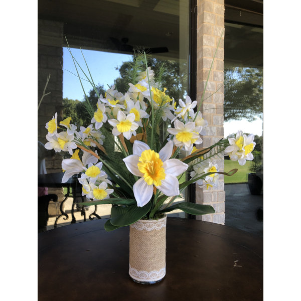 Primrue Daffodil Floral Arrangement in Vase | Wayfair