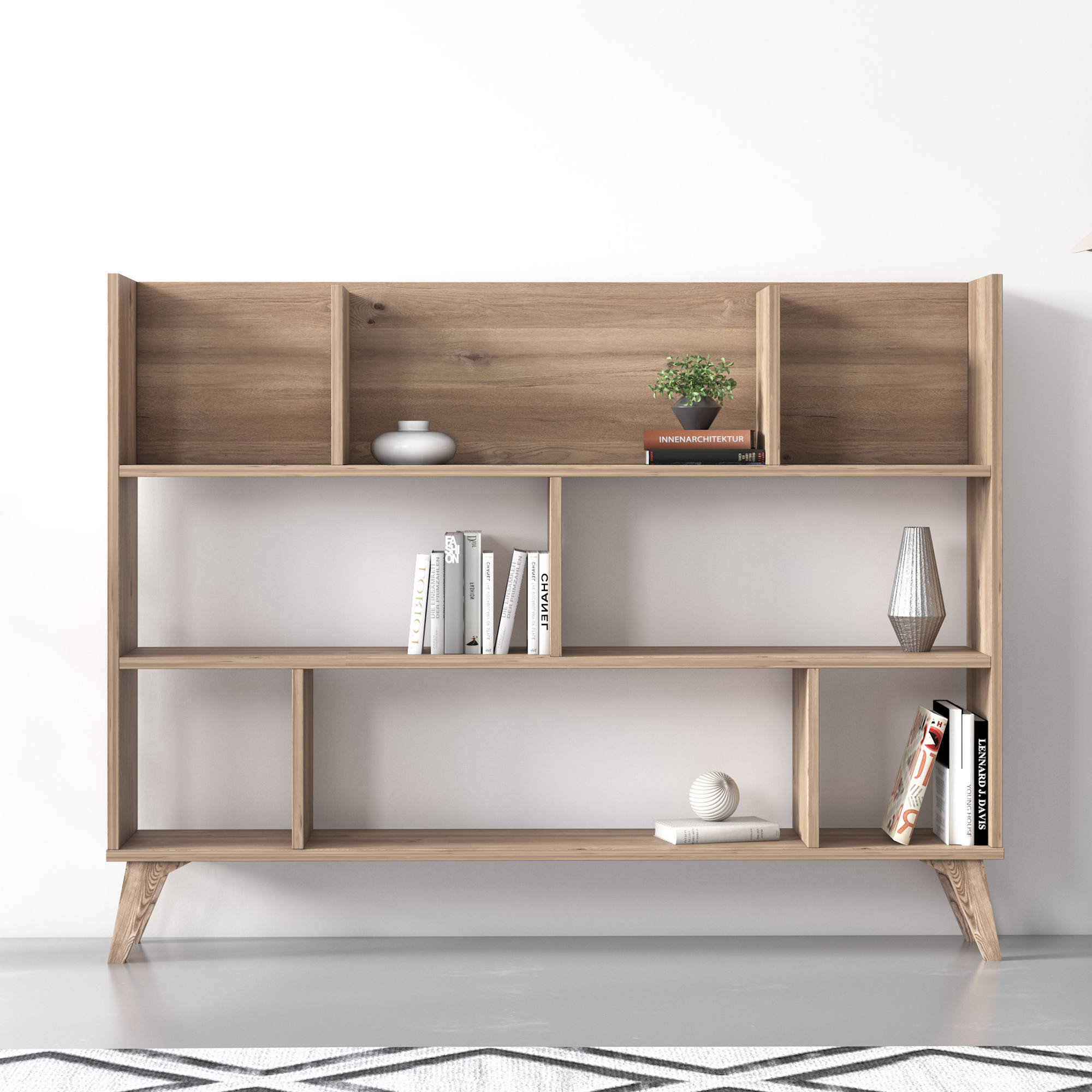 George Oliver Cuomo 106Cm H x 140Cm W Wood Standard Bookcase | Wayfair ...