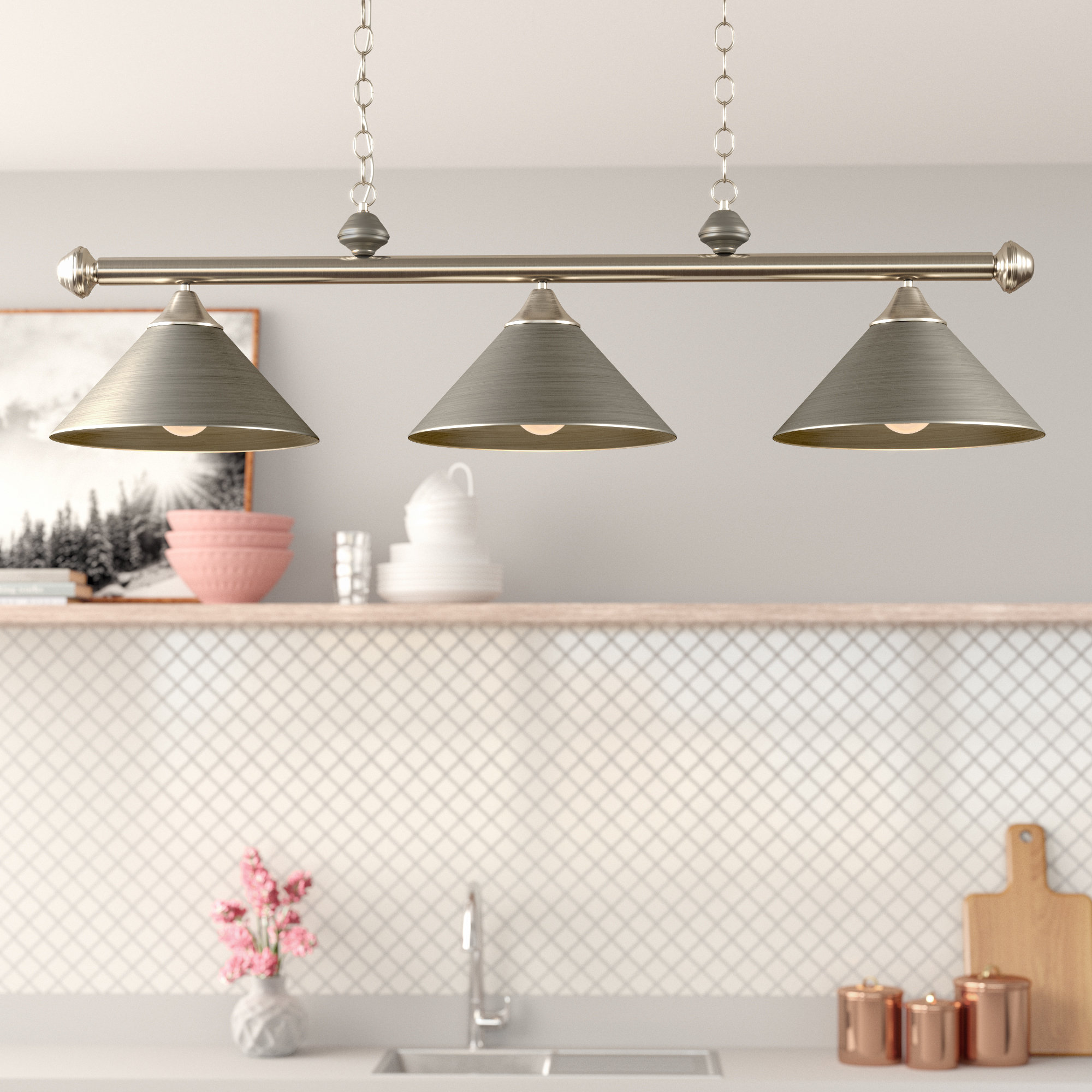 Ebern Designs Walt 3 - Light Pool Table Linear Pendant & Reviews | Wayfair