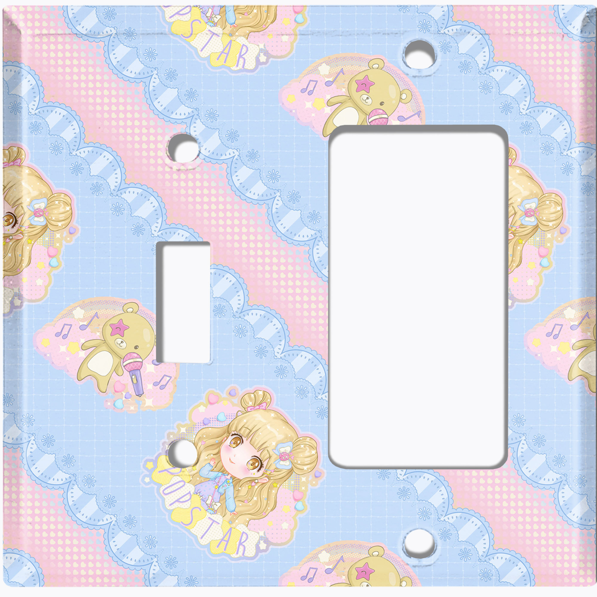 WorldAcc Anime Pop Star Girl Blue Stripe 2 Gang Toggle Light Switch ...