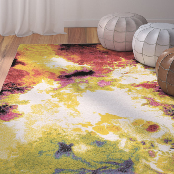 Wrought Studio Lindie Flatweave Performance Yellow/Green Rug & Reviews ...