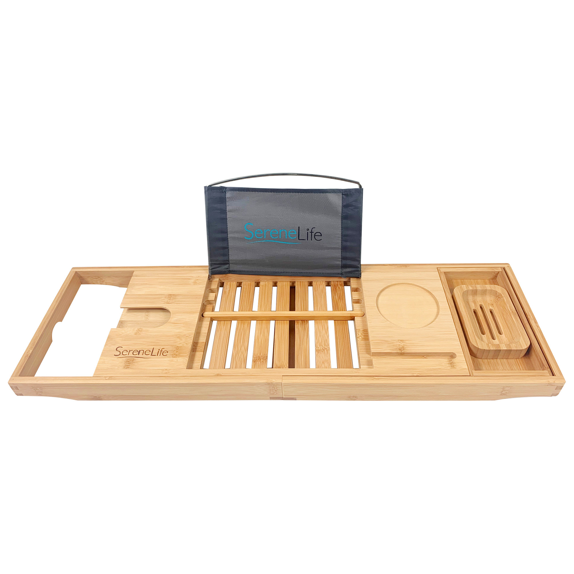 SereneLife Freestanding Bamboo Bath Caddy | Wayfair