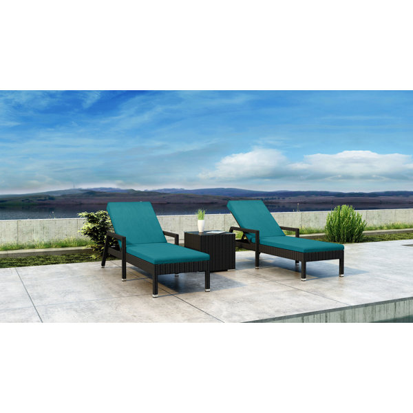Willa Arlo Interiors Thornaby Outdoor Wicker Chaise Lounge Set with ...