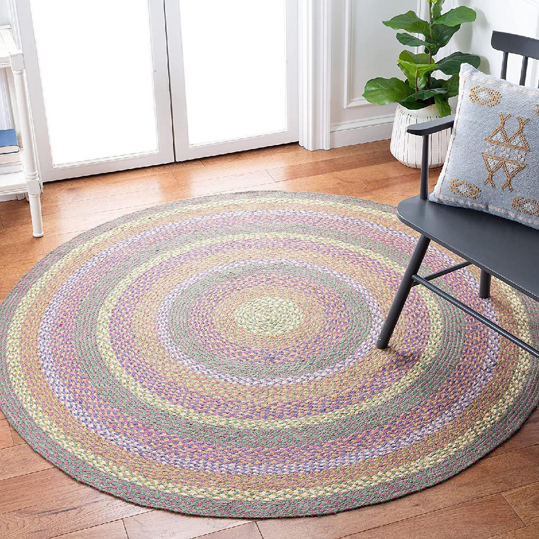 Gracie Oaks Mackenzi Handmade Hand Braided Jute Green/Pink Rug | Wayfair