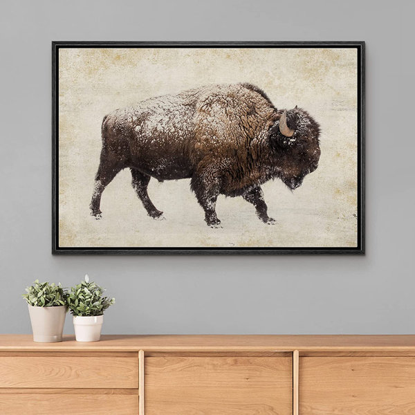 SIGNLEADER Sepia Double Exposure Buffalo Bison Collage - Floater Frame ...