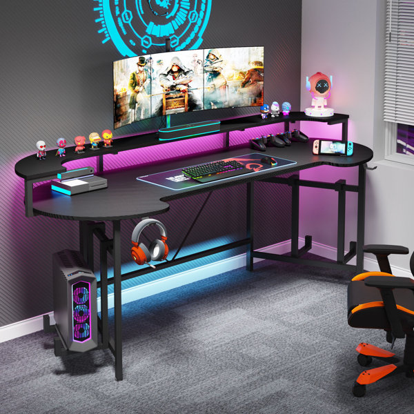 Inbox Zero Kussai Height Adjustable Curved Gaming Desk - Wayfair Canada