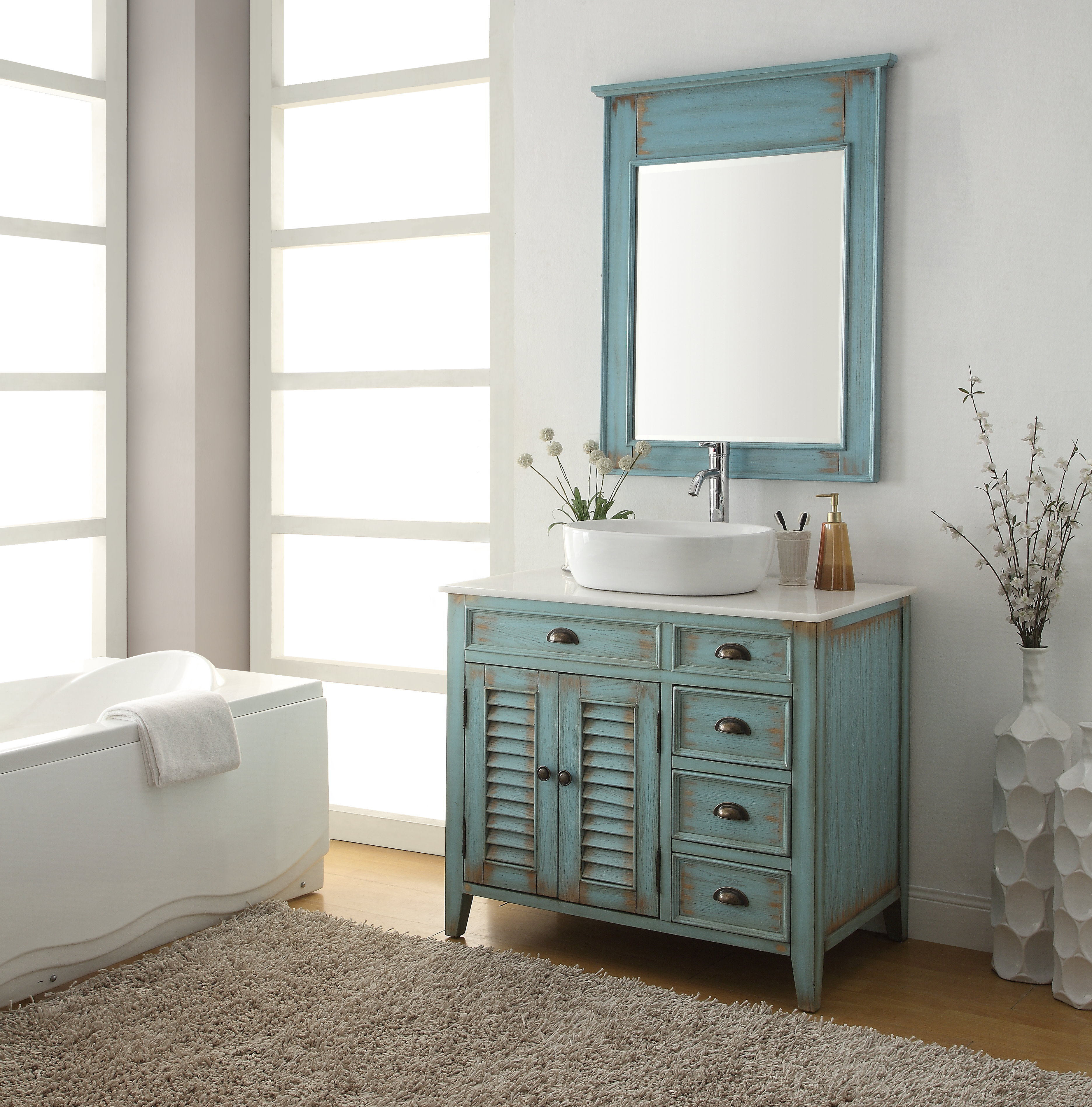 Rosecliff Heights Sneed 36" Single Bathroom Vanity Set with Mirror ...