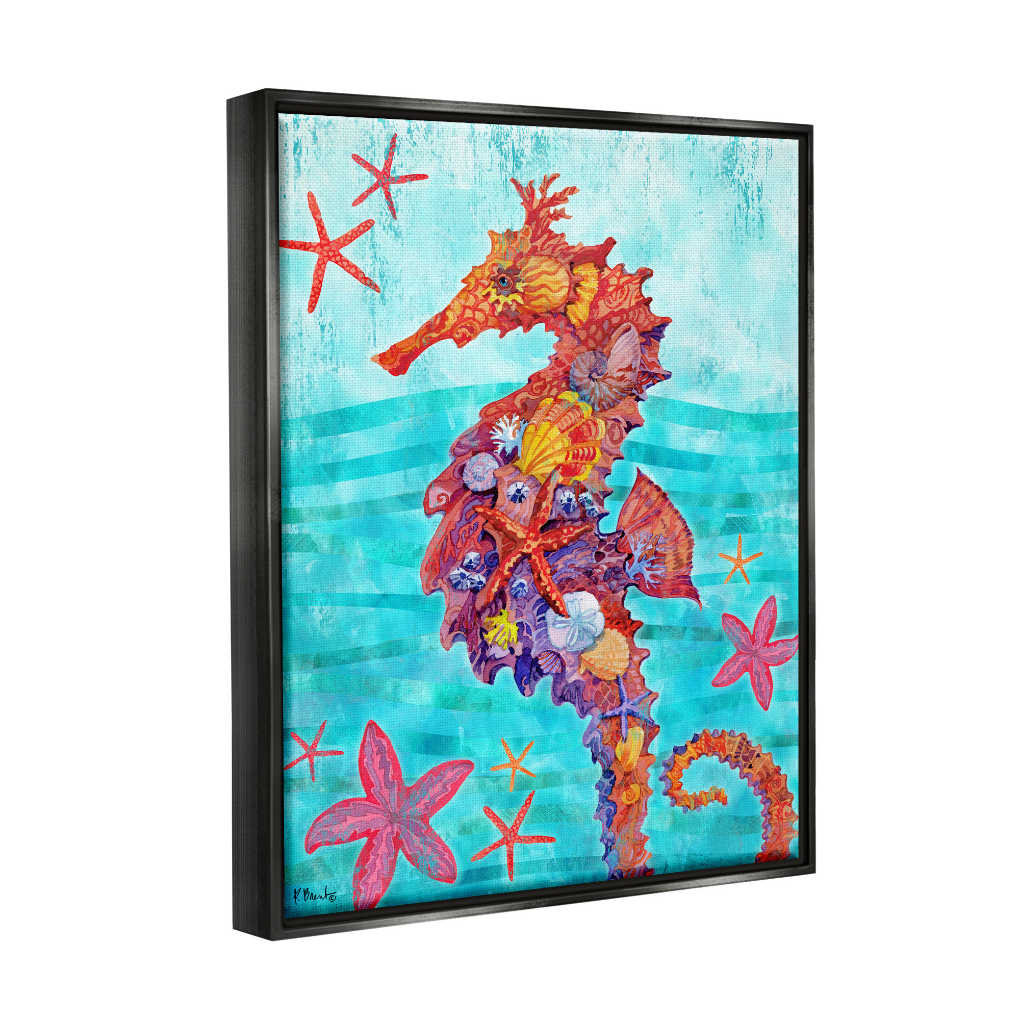 Dovecove Nassau Seahorse Aquatic Shell Collage by Paul Brent - Painting ...
