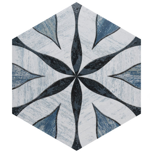 Merola Tile Cassis Hex Flower 8-5/8 In. X 9-7/8 In. Porcelain Vintage ...
