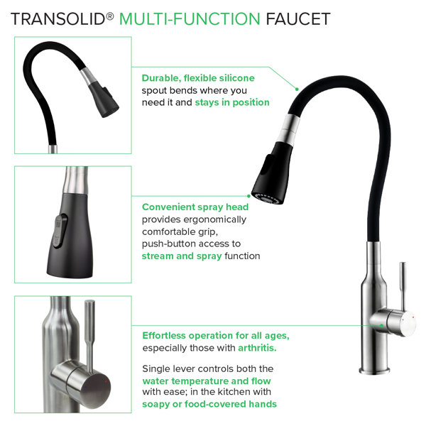 Transolid PF7509A-FLX Kitchen/Laundry Faucet With Swivel Action Ball ...