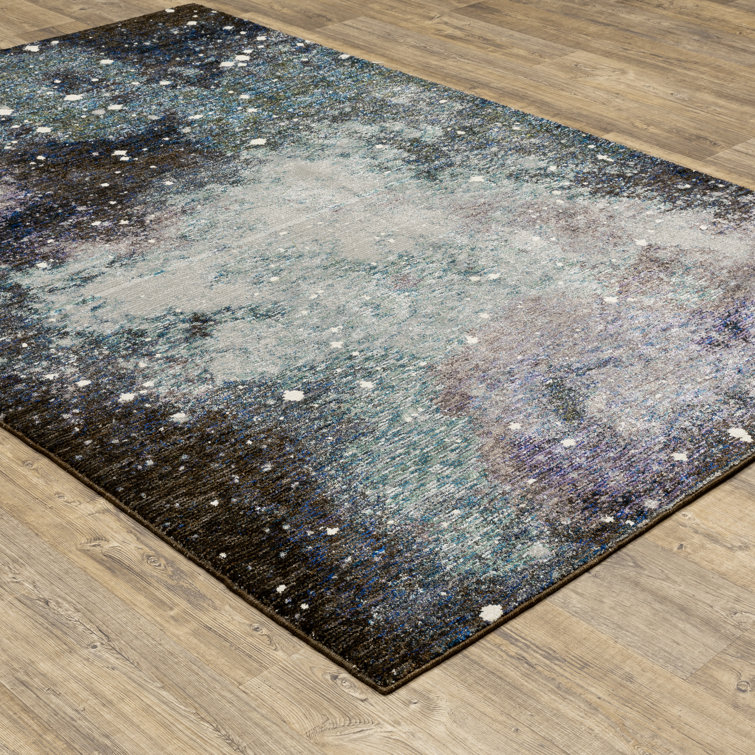 Williston Forge Ronny Abstract Midnight Blue Area Rug | Wayfair