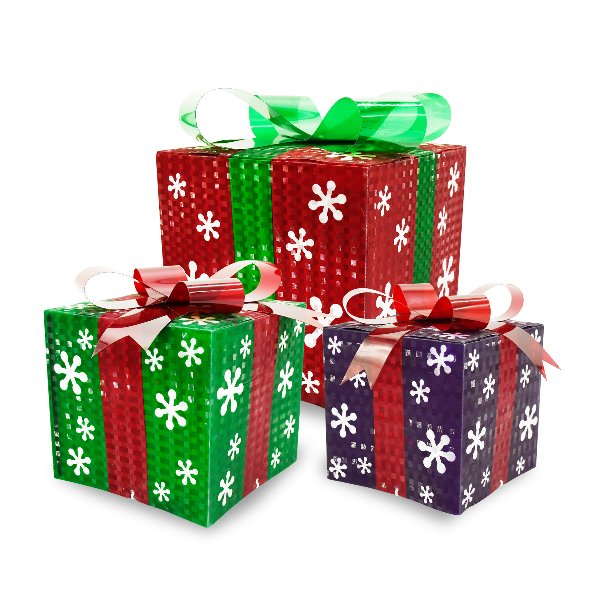 The Holiday Aisle® 3 Piece Christmas Gift Boxes Lighted Display Set ...