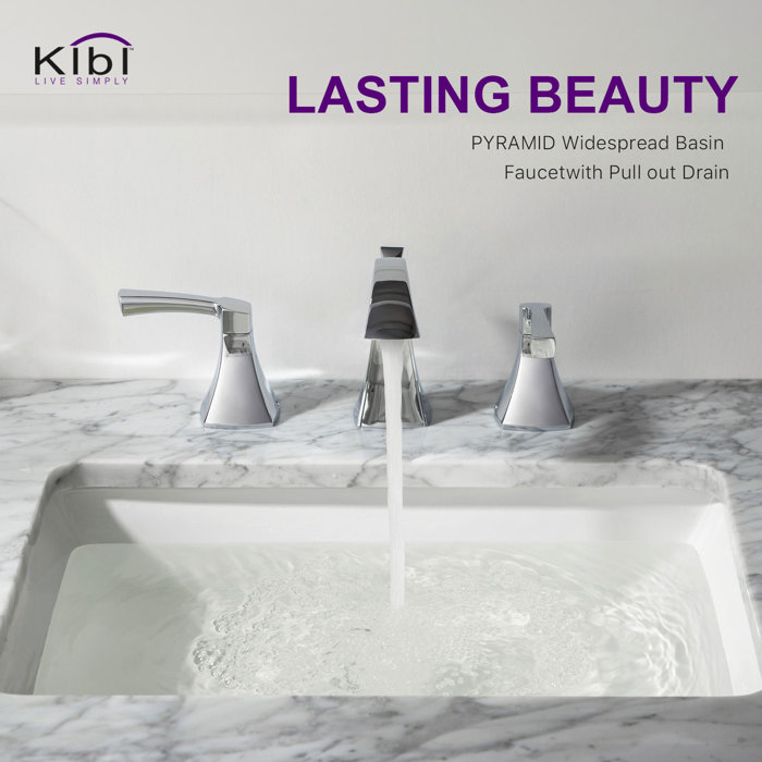 KIBI USA Pyramid Widespread Faucet 2-handle Bathroom Faucet with Drain ...