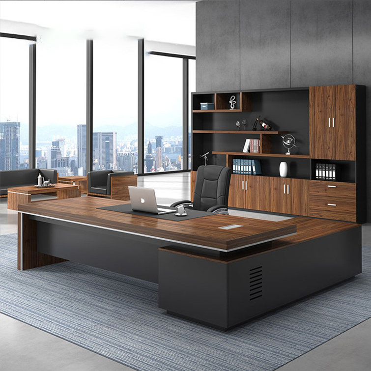 Hokku Designs Isobe 4 Piece L-Shape Computer Desk Office Set with Chair ...