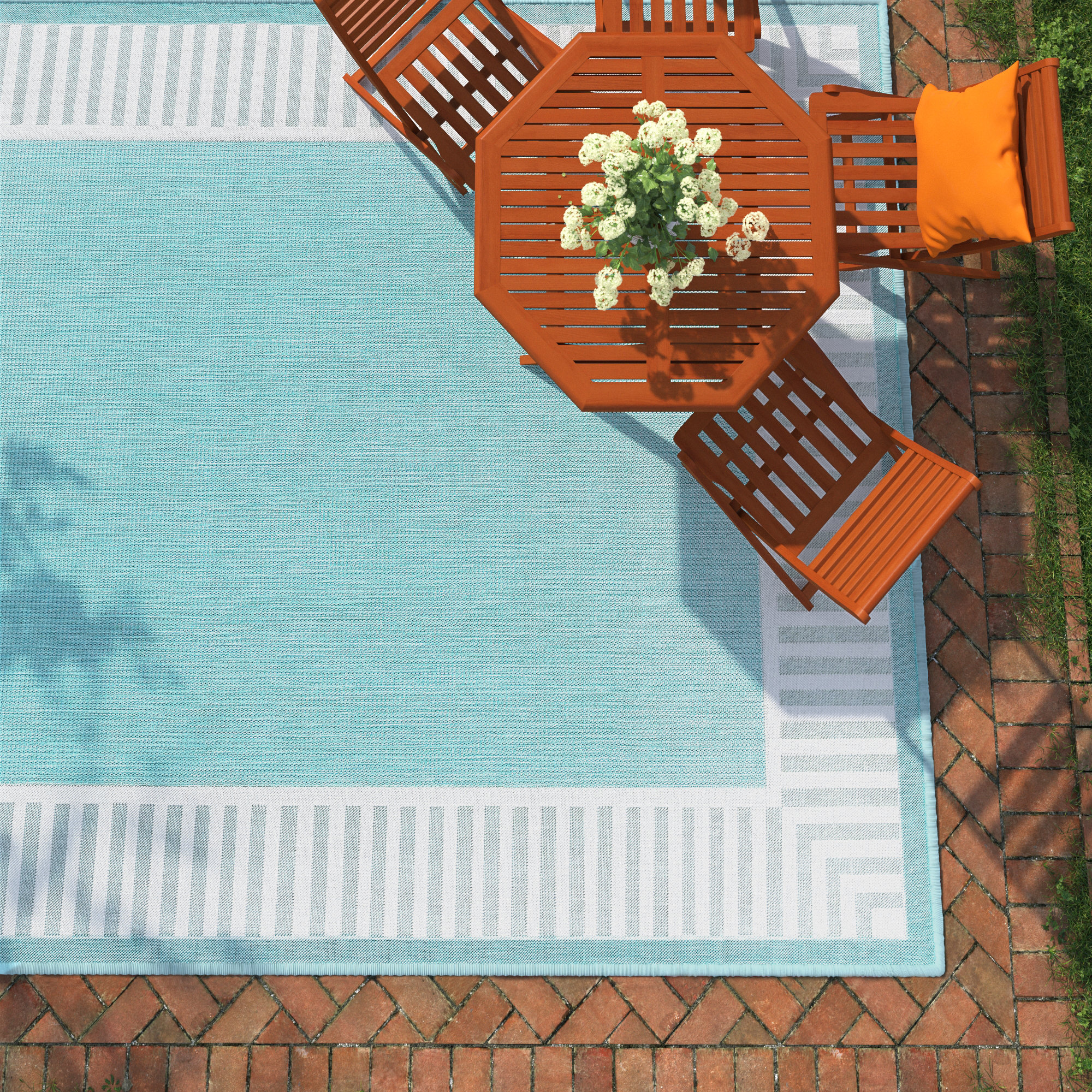 Sol 72 Outdoor™ Abington Flatweave Aqua Rug & Reviews | Wayfair