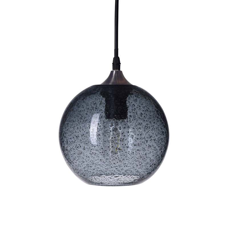 Casamotion 7 in. W x 7 in. H 1-Light Nickel Rustic Seeded Hand Blown ...