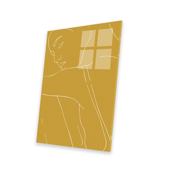 Ivy Bronx Woman Outline Mustard by - Unframed Graphic Art | Wayfair