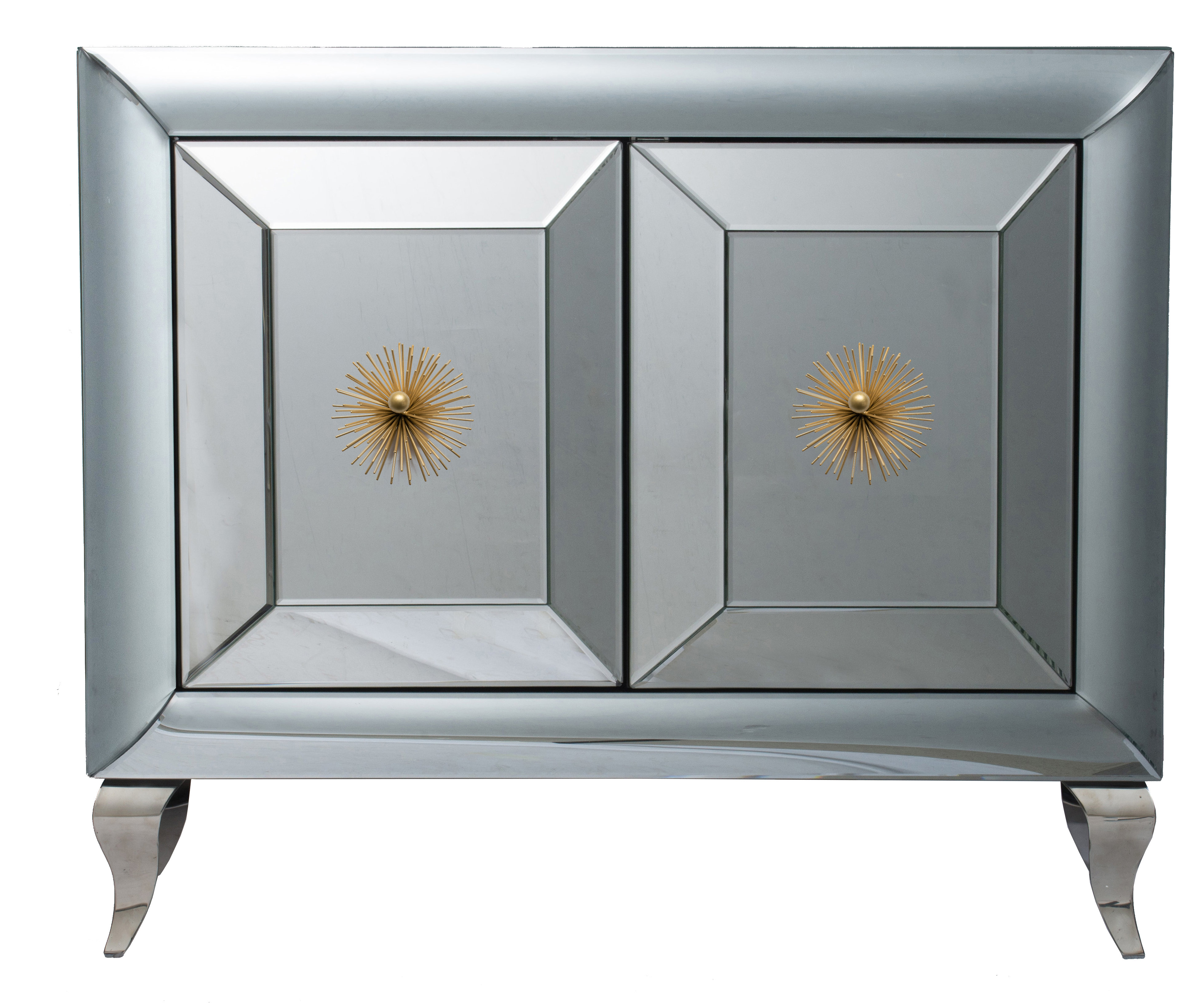 Mercer41 Sherry 33.9'' Tall 2 - Door Mirrored Accent Cabinet | Wayfair