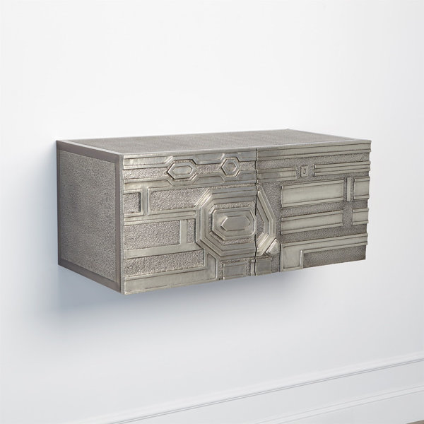 Global Views Abstract Block Cabinet-Left-Silver | Wayfair