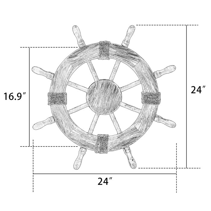 Breakwater Bay Ornamental Nautical Ship Steering Wheel Home Wall Decor ...
