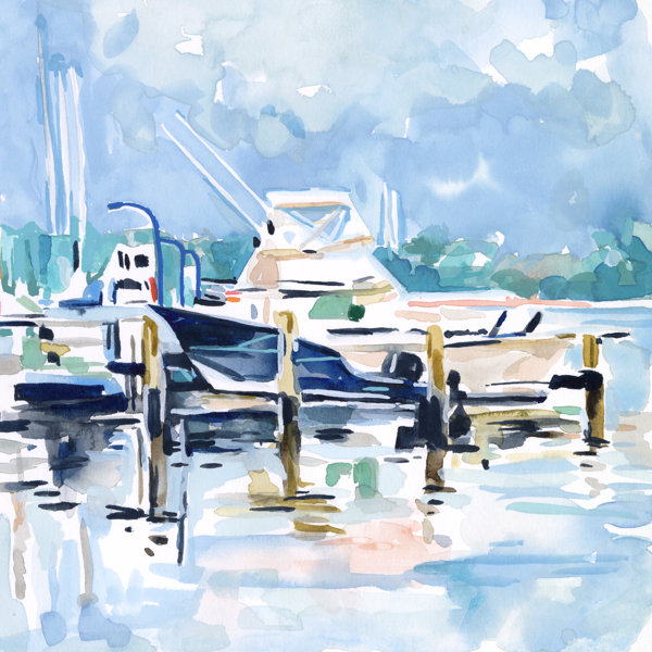 Breakwater Bay Watercolor Marina II - Painting & Reviews | Wayfair