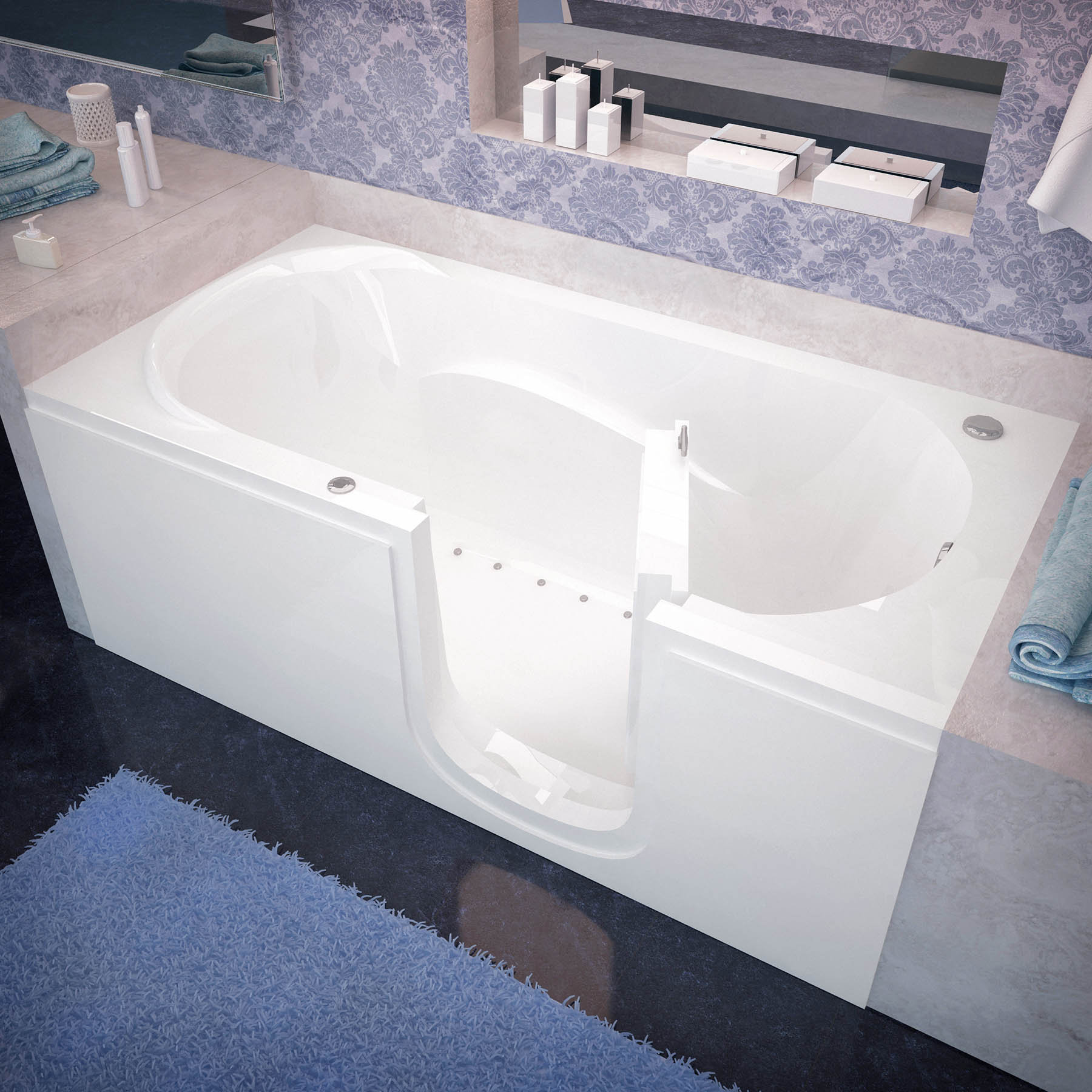 Therapeutic Tubs Stream 59.6'' x 30'' Walk-In Air Acrylic Bathtub | Wayfair