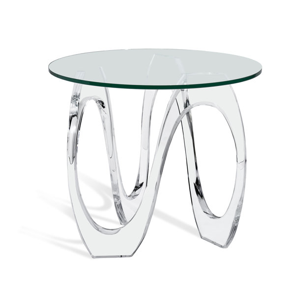 Interlude Westin Wave 22.5'' Tall Glass Abstract End Table | Wayfair