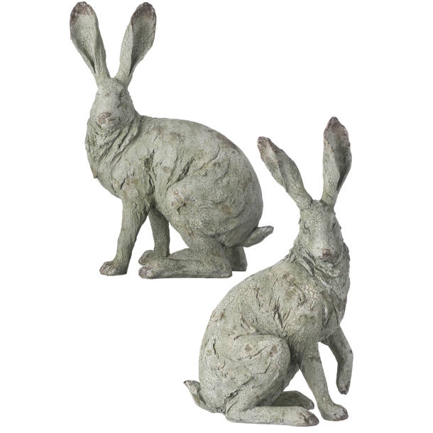 August Grove® Alilet Resin Rabbit 2 Piece Statue Set | Wayfair